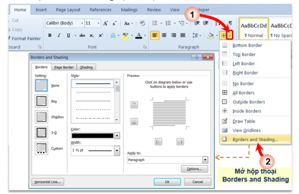 Microsoft Word (Bài 48): Border & Shading Dialogbox - Tùy chỉnh Border & Shading qua hộp thoại ...