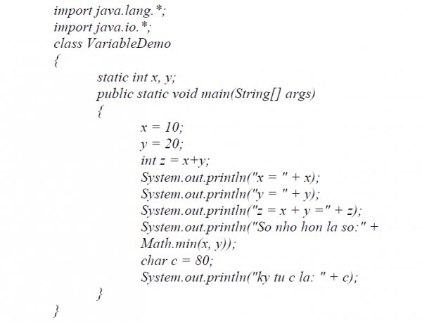 Biến trong Java - HKT SOFT
